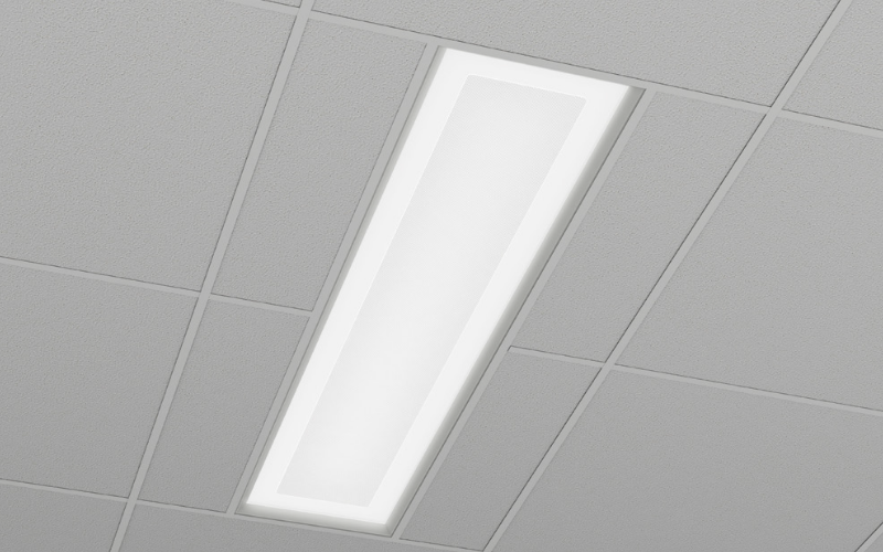SKVLED. SkyeView 1x4 Recessed T-Bar & Drywall. by Axis Lighting