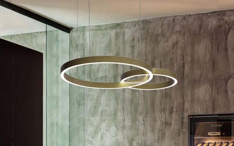 2128. LOOP PENDANT (Double Fixture) BEAM DOWN & BEAM UP + DOWN. by Lola Lighting, Gordon Bullard