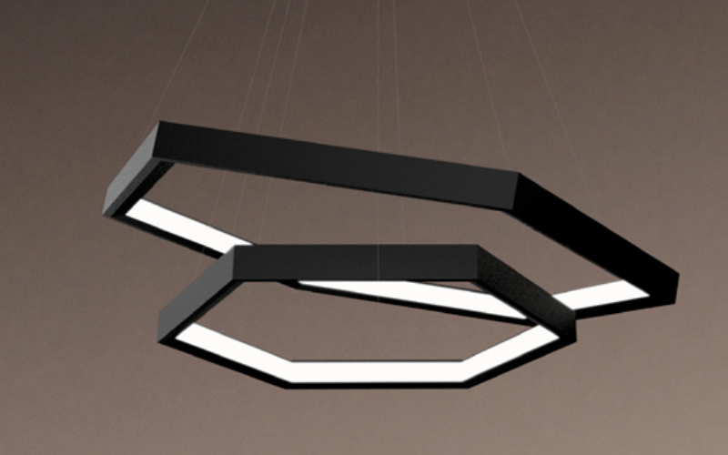 RIMMP. RIM MULTIPLE TRIANGLE & HEXAGON PENDANT STATIC WHITE. by Lumenwerx