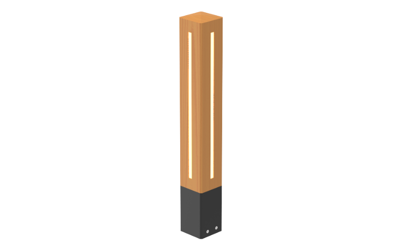 SBL. Spar Bollard LED Square Wood with Linear LED. by Structura